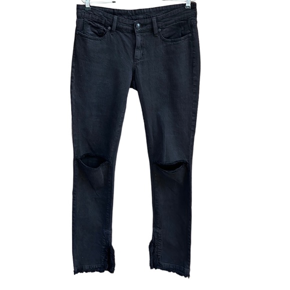 BCBGMaxAzria | Jeans | Bcbg Max Azria Frayedsplit Hem Black Jeans Size ...